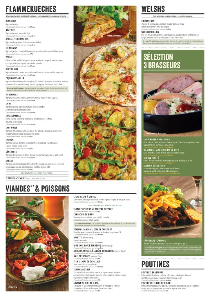 Gazette 3 Brasseurs : Menu Bar Brasserie Restaurant & Biere