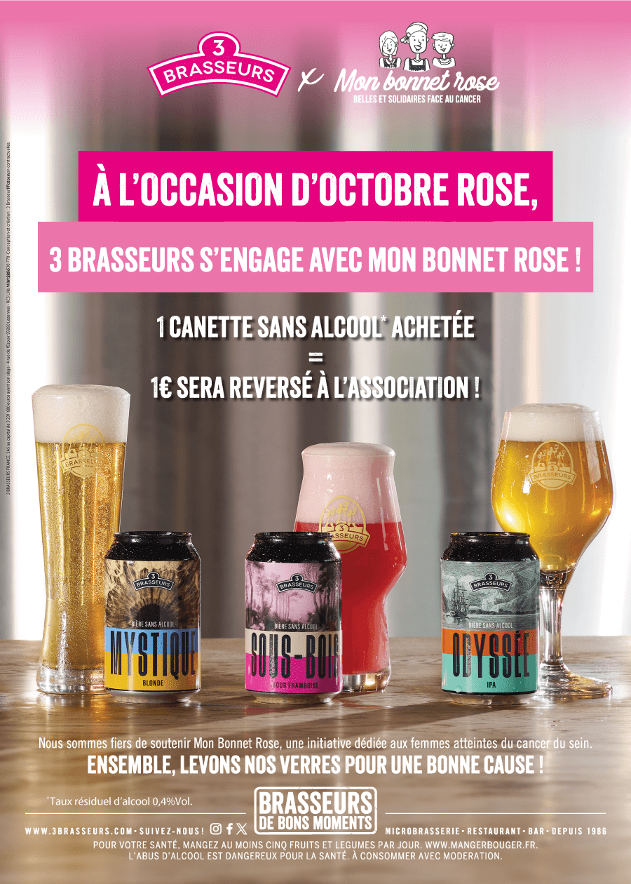 Octobre Rose Chez 3 Brasseurs : Mobilisés Pour La Lutte Contre Le ...